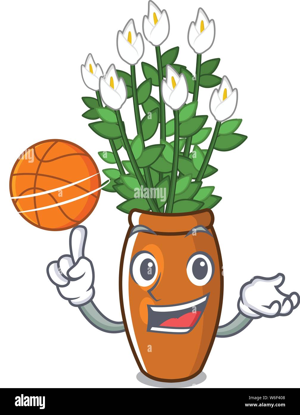 With basketball cartoon peace lily grows in backyard Stock Vector Image ...