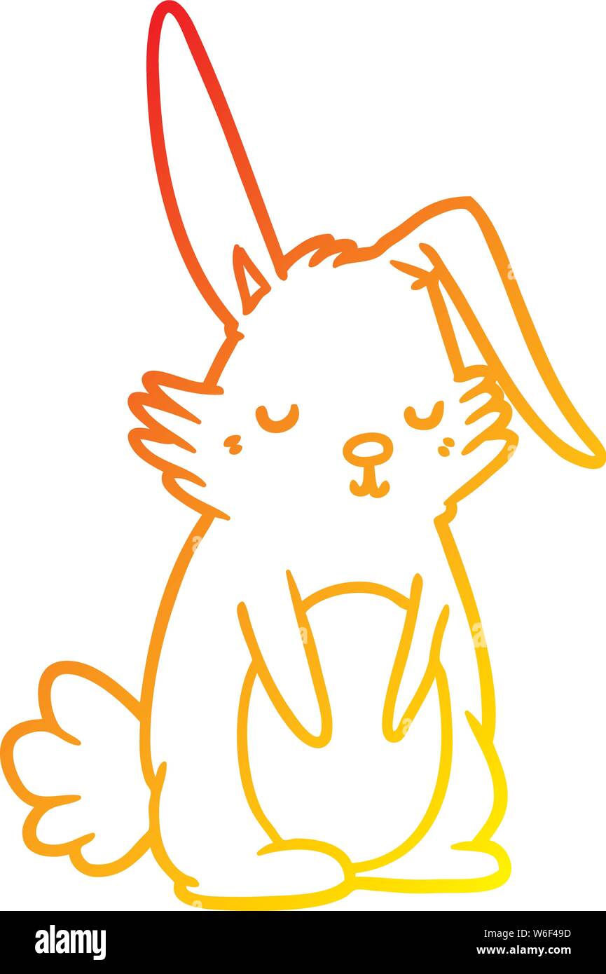 warm gradient line drawing of a cartoon sleepy rabbit Stock Vector ...