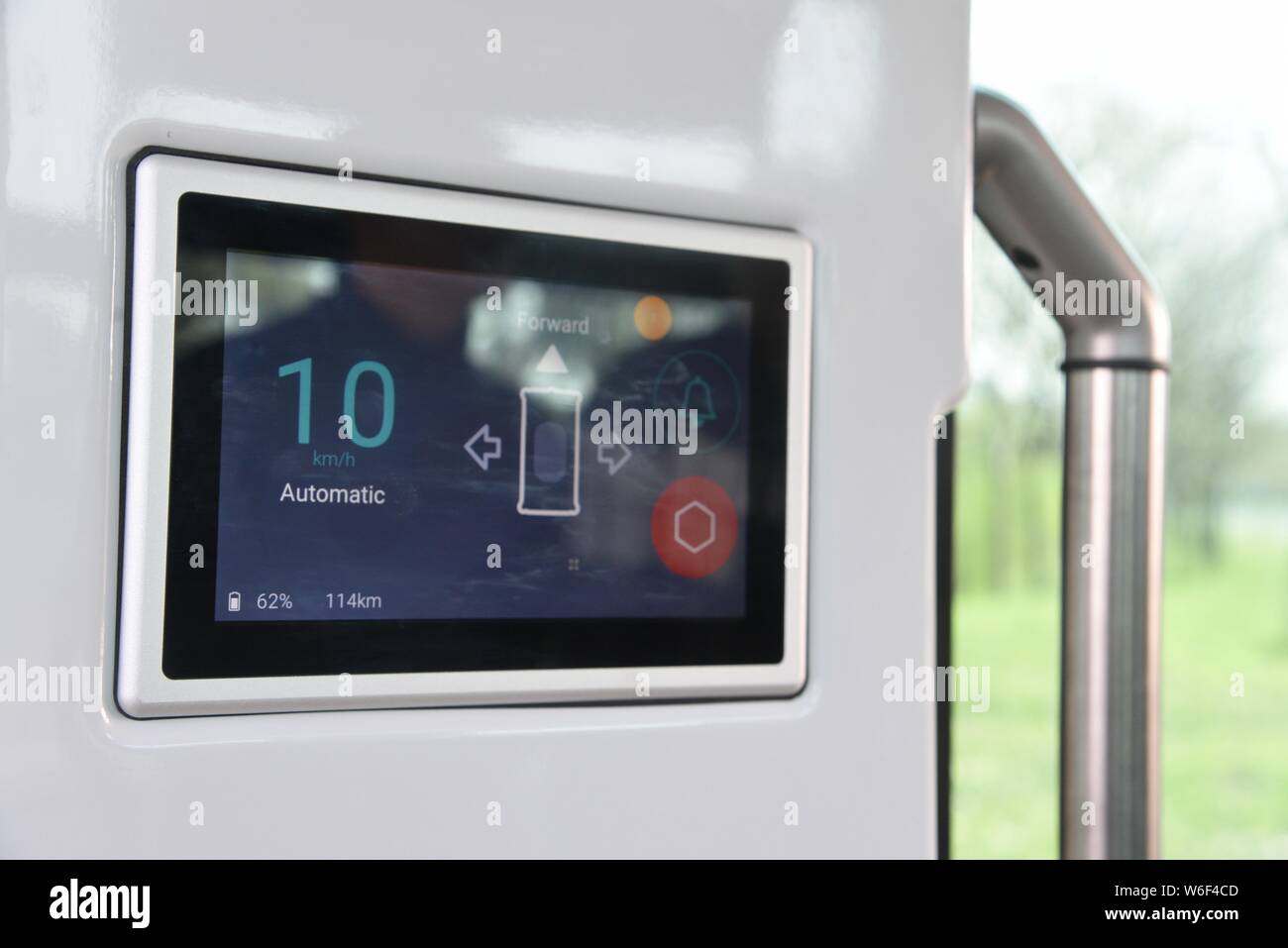 Interior view of China's first driverless mini bus based on Intelligent ...