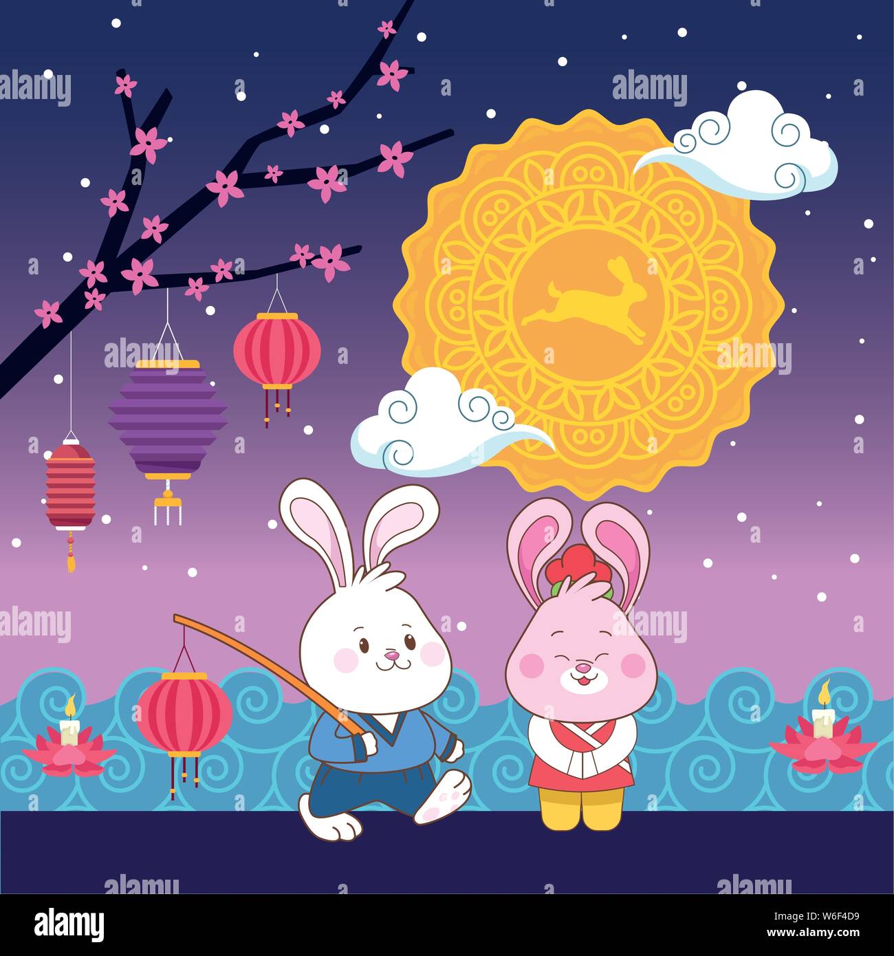 mid autumn chinese festival cartoon Stock Vector Image & Art - Alamy