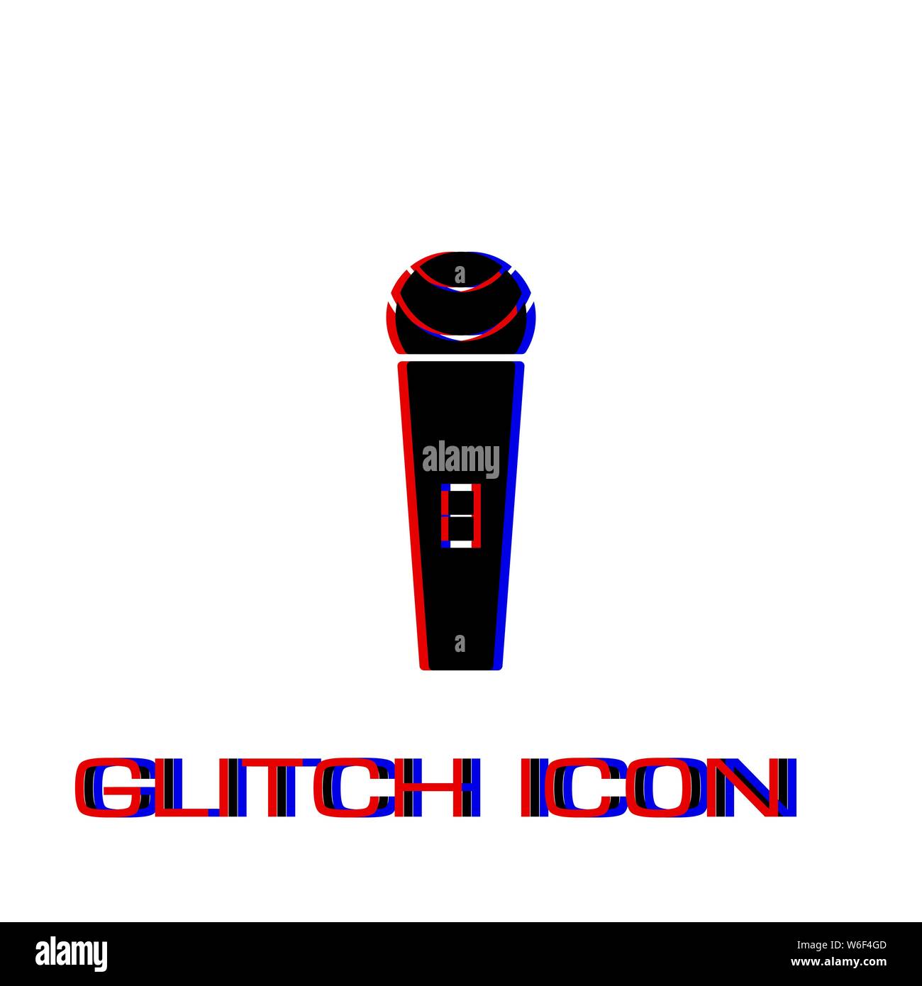 Microphone icon flat. Simple pictogram - Glitch effect. Vector ...