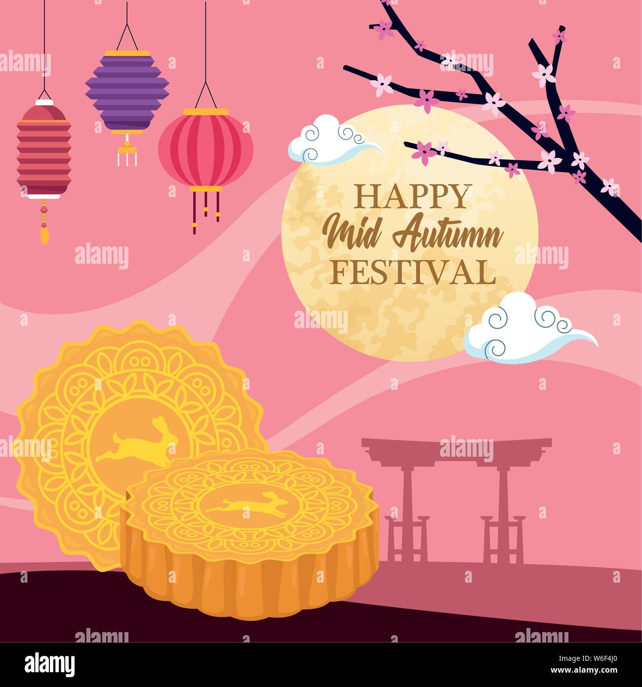 Chinese moon lanterns Stock Vector Images - Alamy