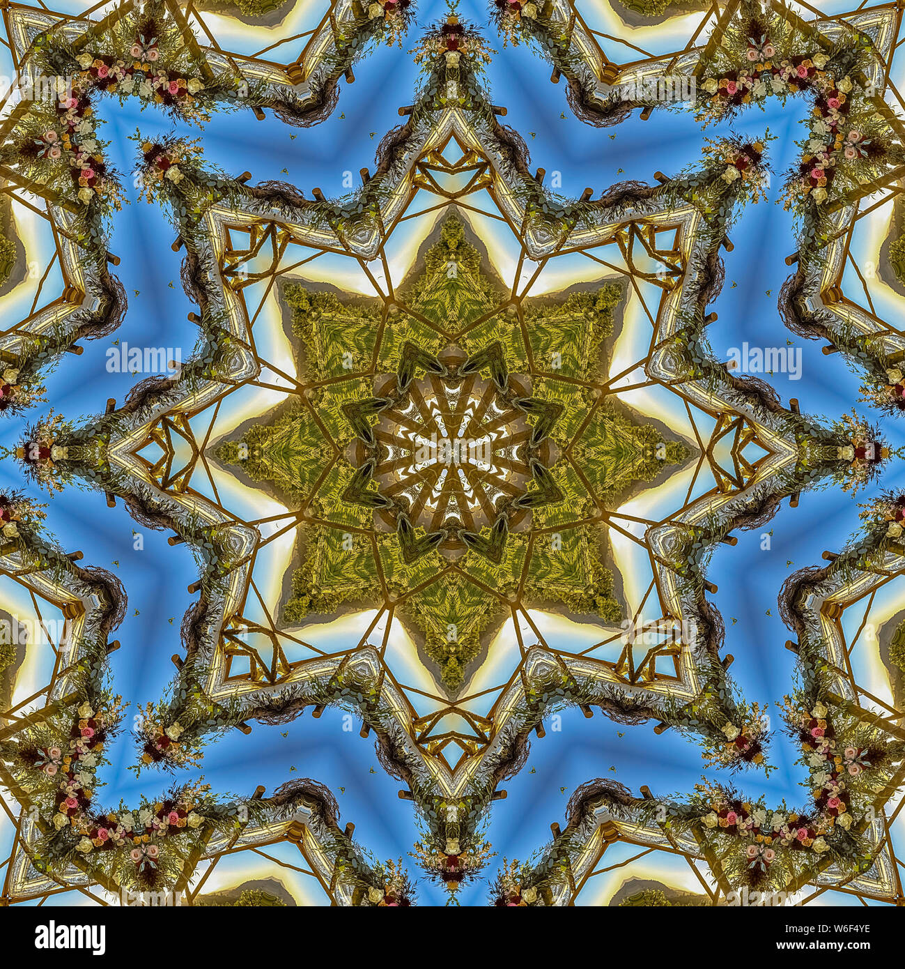 Square Vivid shapes made from flowers in circular arrangement at ...