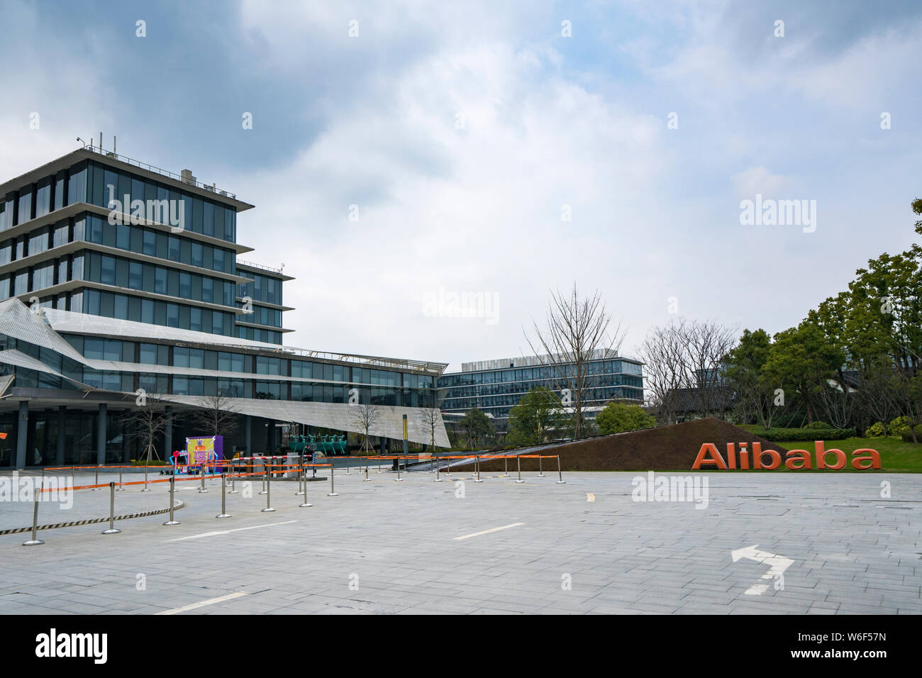 A logo of Alibaba is pictured at the headquarters of Chinese e-commerce ...