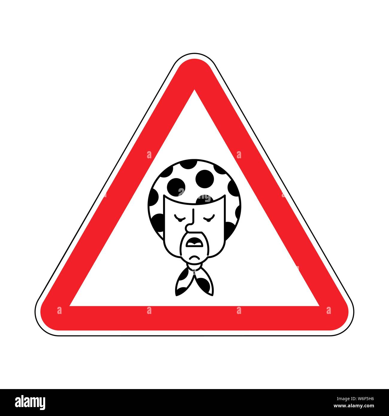 Attention angry Grandma. Caution Evil grandmother. Aggressive Old woman ...