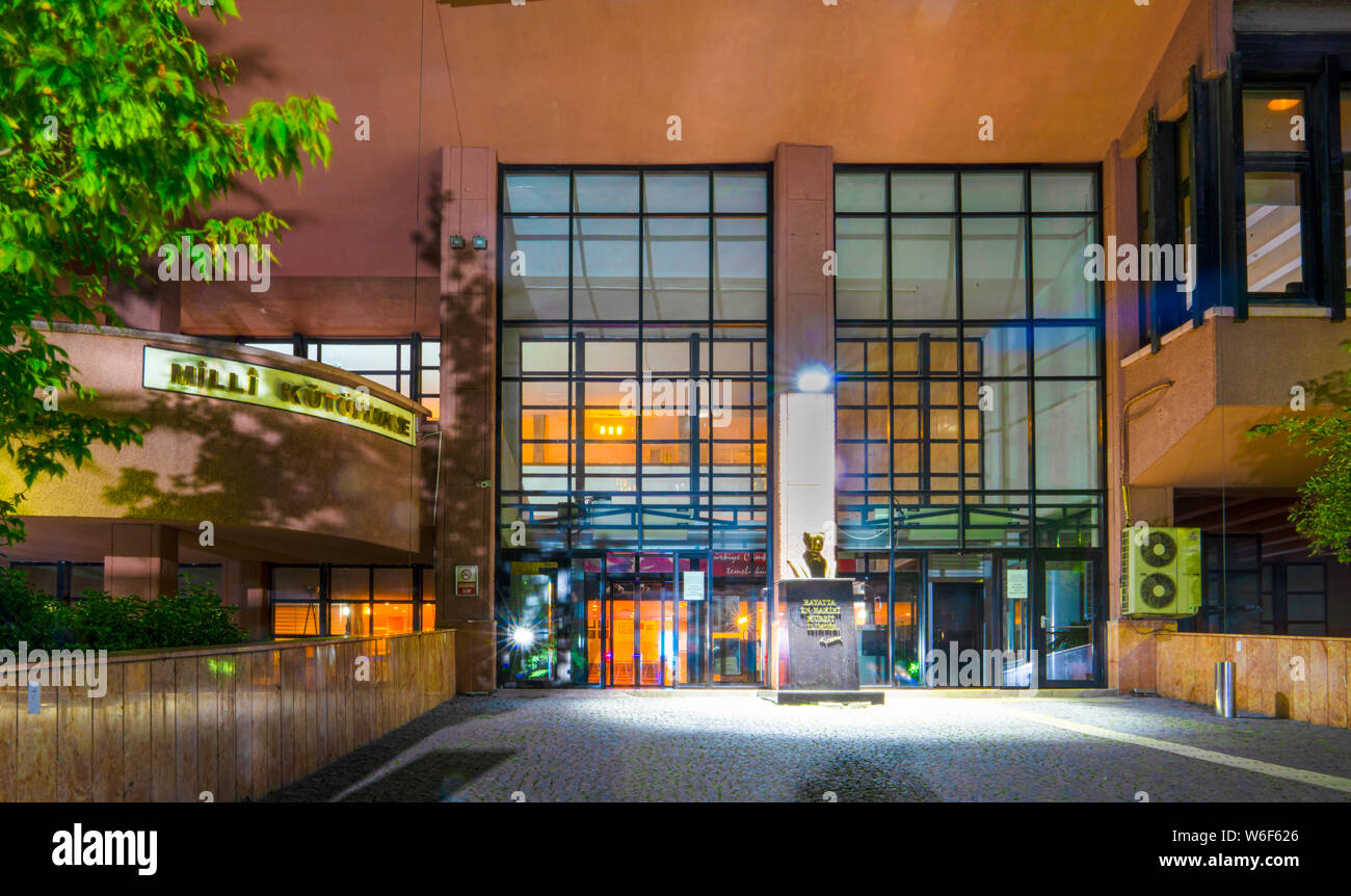 Ankara / Turkey - July 28 2019: Facade and entrance of National Library ...