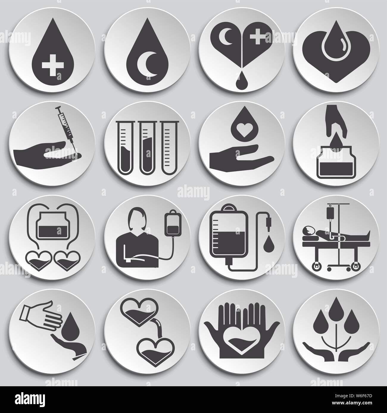 Blood donation related icons set on background for graphic and web ...