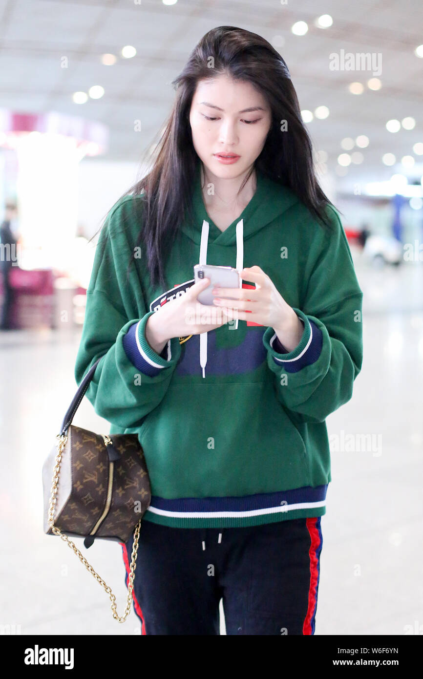 Chinese model He Sui is pictured at the Beijing Capital International ...