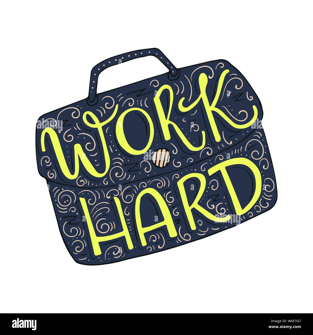 Work hard. Handdrawn brush lettering. Business vector llustration with ...