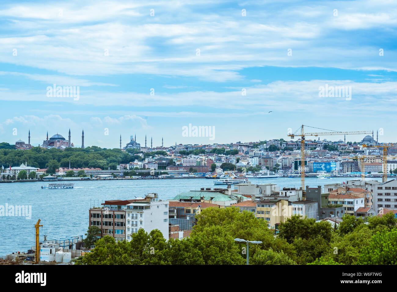 Summer landscape view of Istanbul city,Bosporus and Europe side in ...