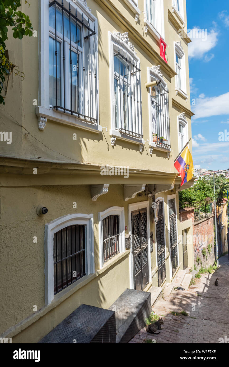 Exterior view of Ecuador Embassy building which located in beyoglu ...