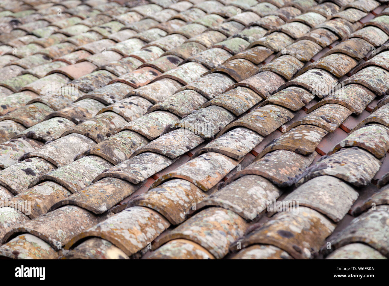 Textural background. Closeup aged old antique vintage shingles, tiles ...