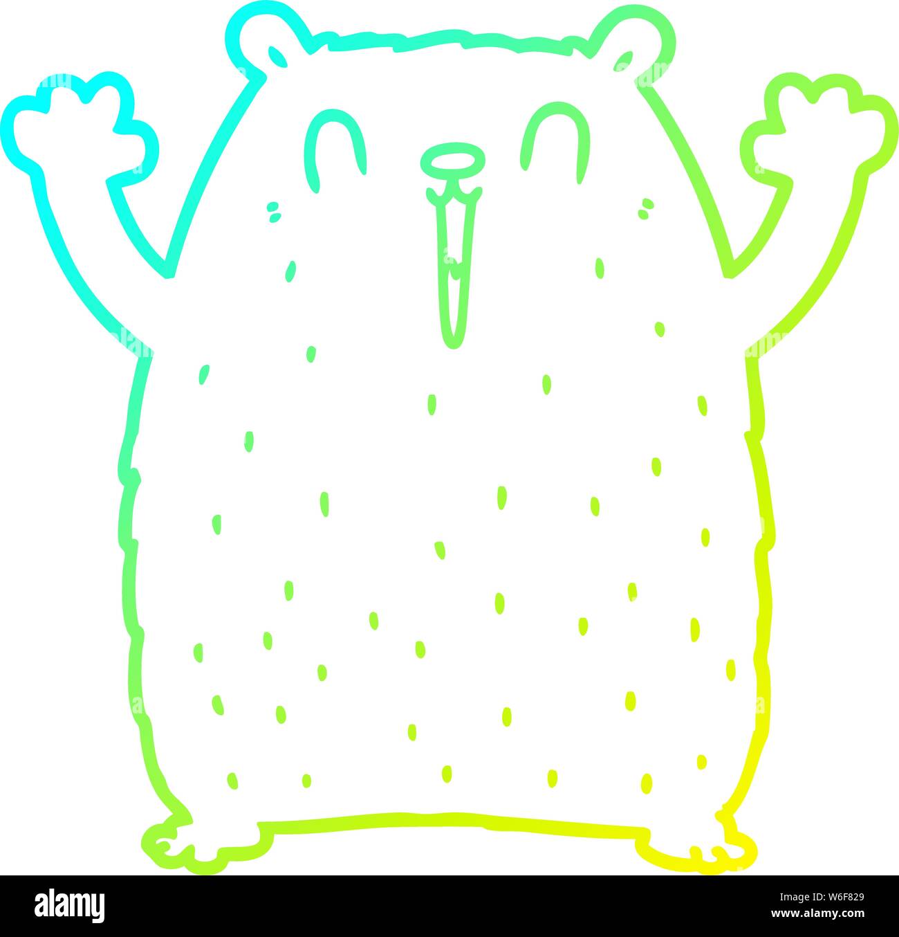 cold gradient line drawing of a happy cartoon bear Stock Vector Image ...