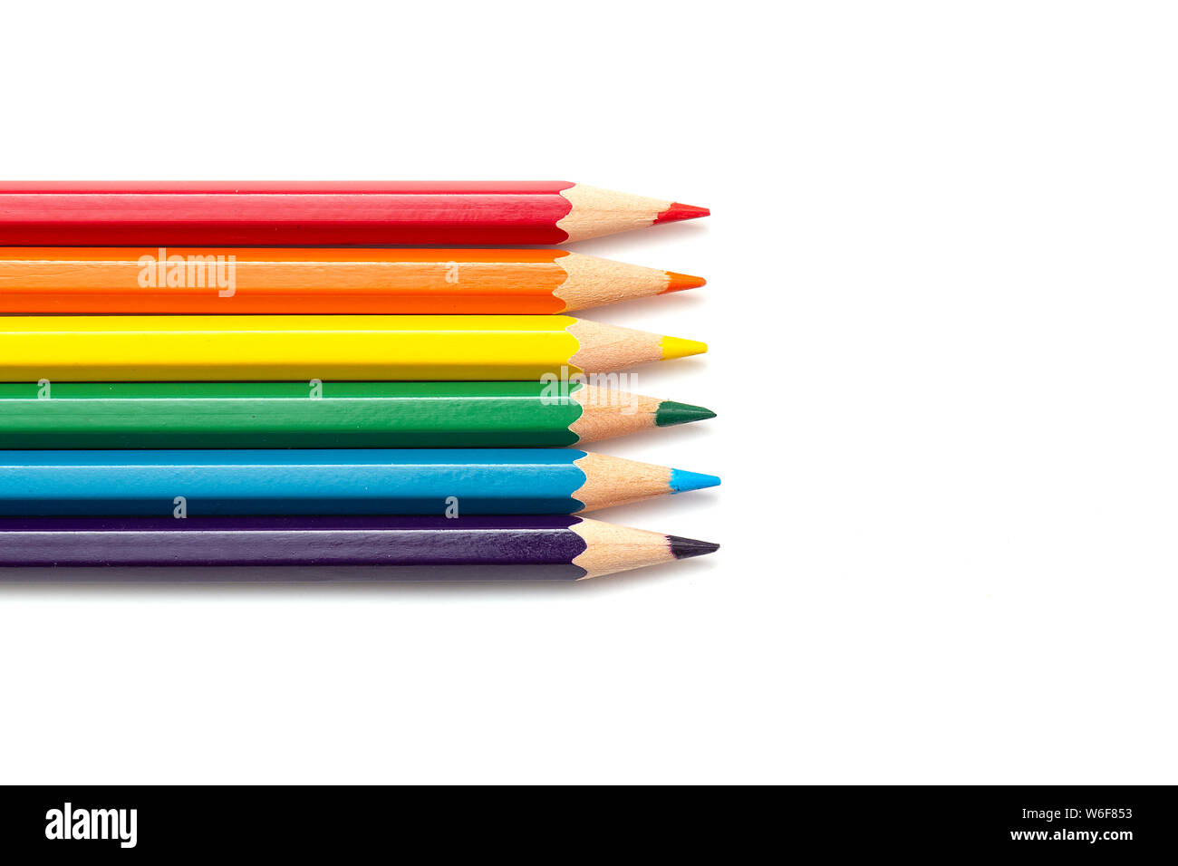 Back to School - Color Pencils isolated on white Background, row of ...