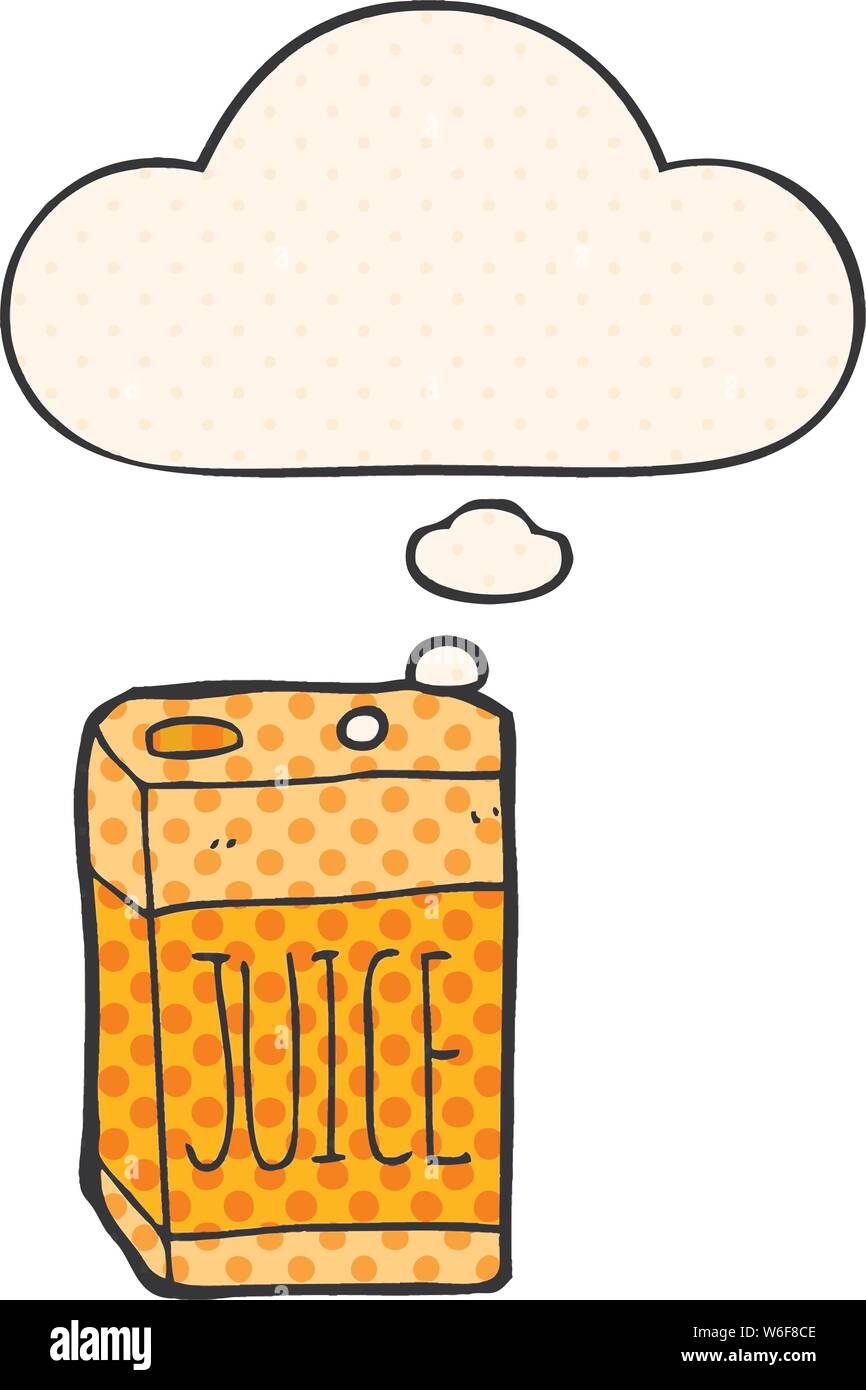 cartoon juice box with thought bubble in comic book style Stock Vector ...