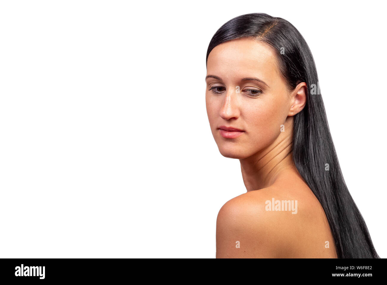 Closeup Portrait Of A Young Beautiful Brunette Girl Without Makeup