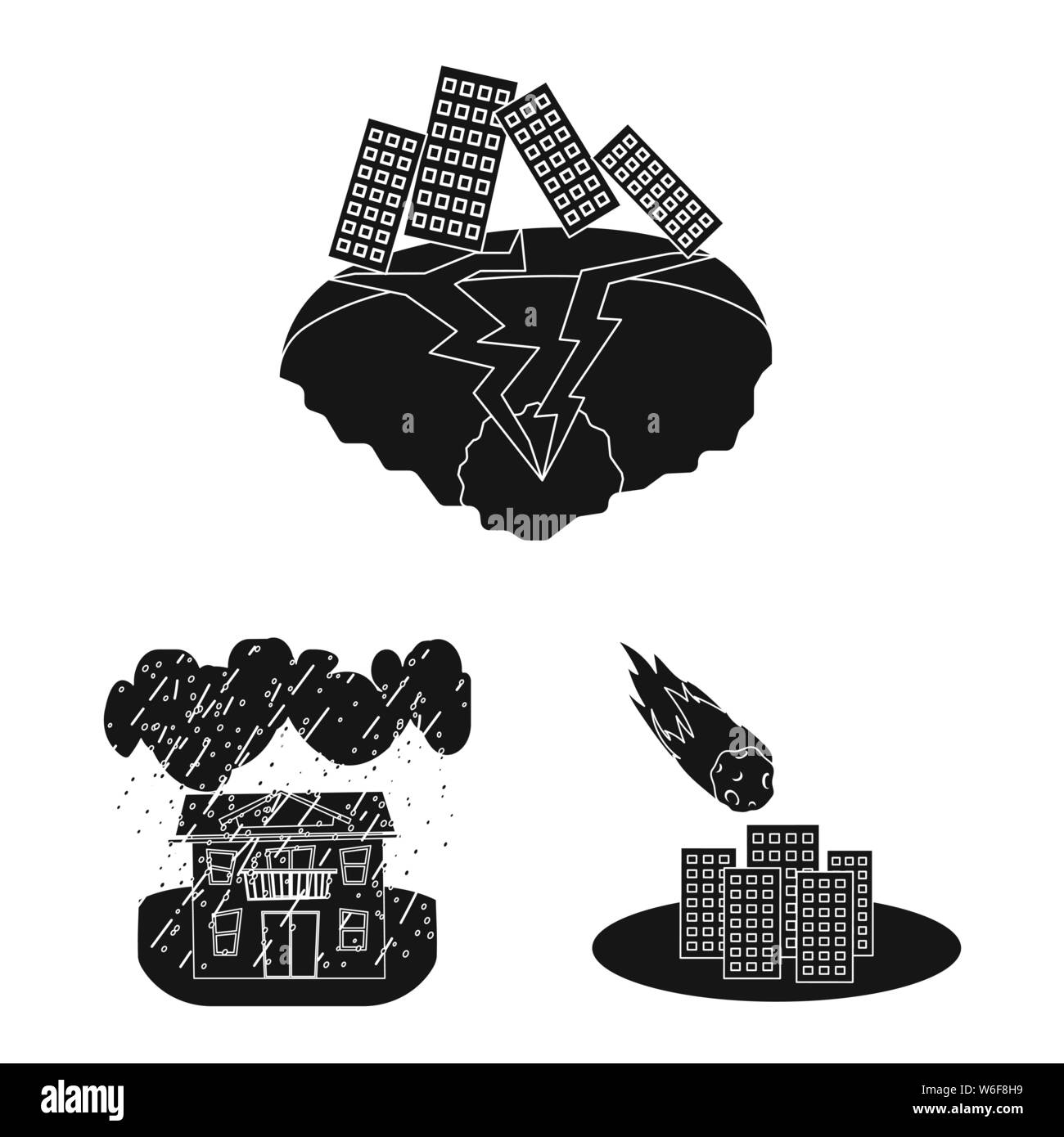 Isolated object of calamity and crash logo. Set of calamity and ...