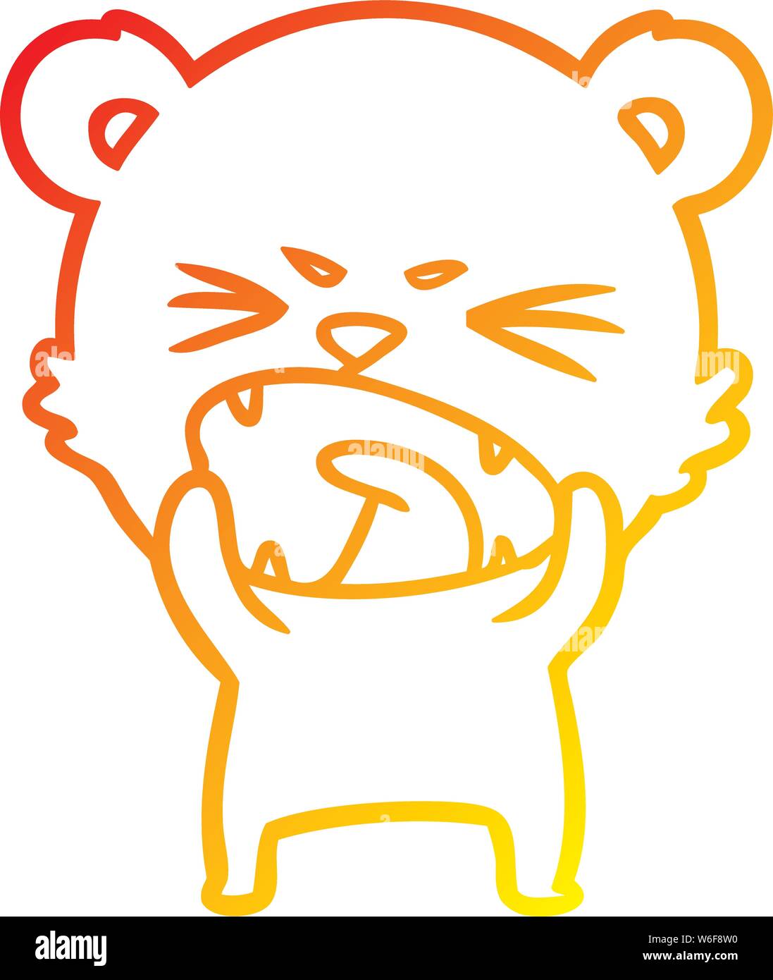 warm gradient line drawing of a angry cartoon bear Stock Vector Image ...