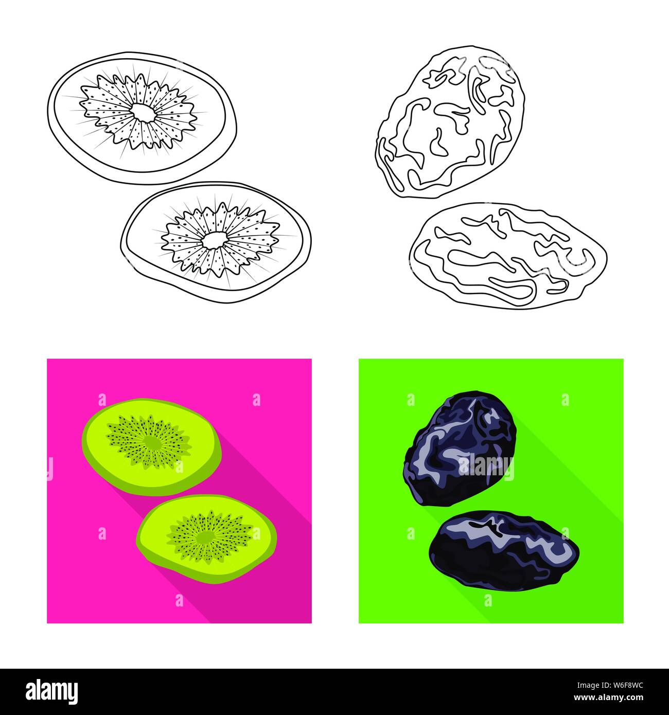 Vector design of food and raw symbol. Set of food and nature stock ...