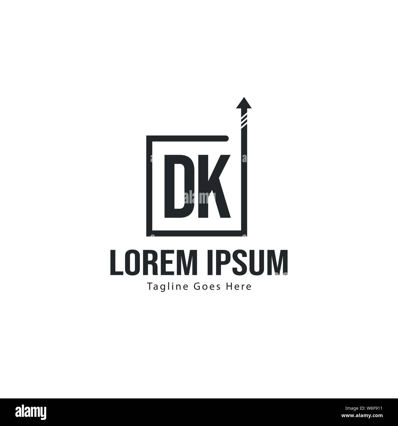Initial DK logo template with modern frame. Minimalist DK letter logo ...