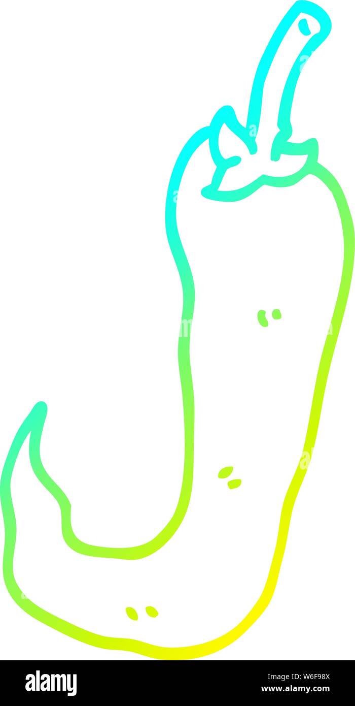cold gradient line drawing of a cartoon red hot chilli pepper Stock ...