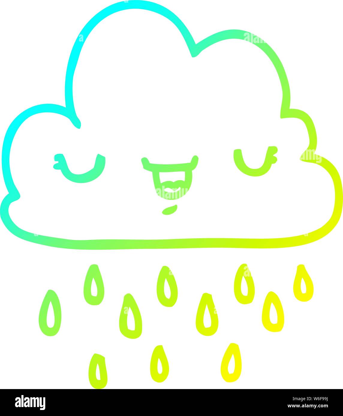 cold gradient line drawing of a cartoon storm cloud Stock Vector Image ...