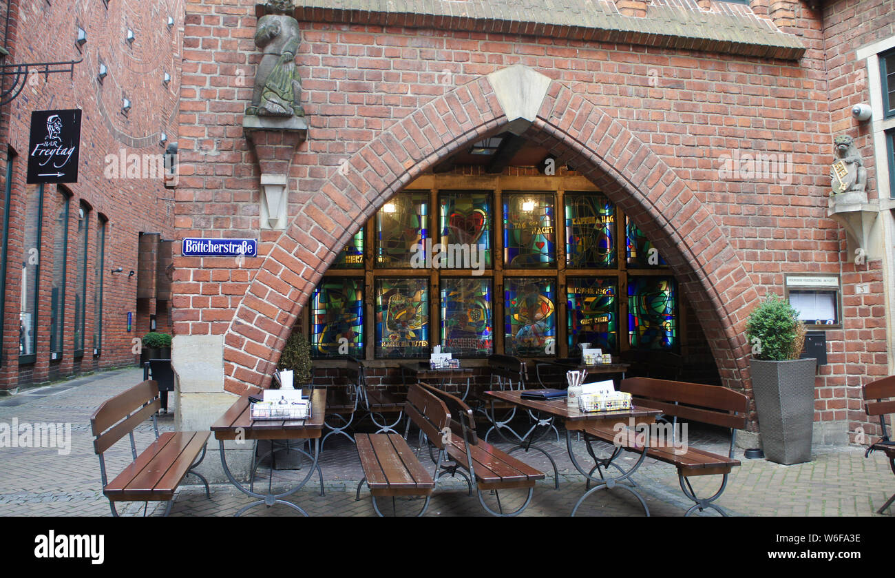 Bremen, Germany - Beautiful red brick house on Bottcherstrasse in old ...