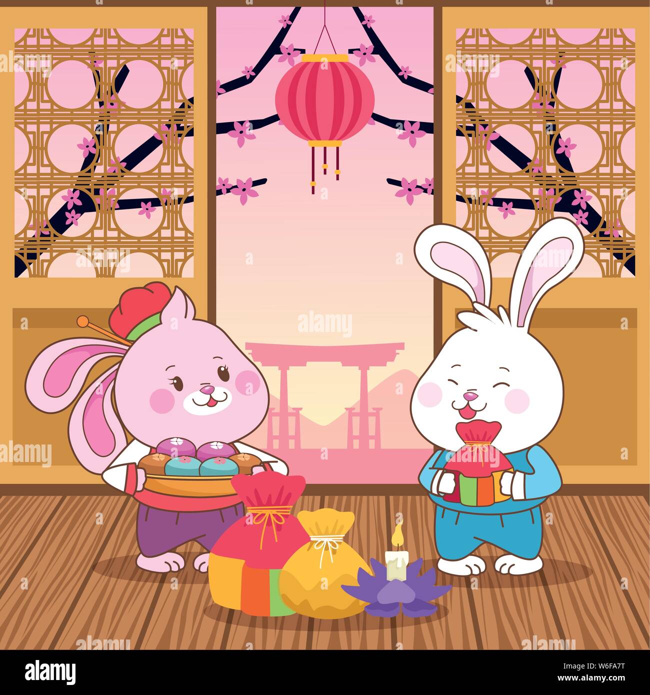 mid autumn chinese festival cartoon Stock Vector Image & Art - Alamy