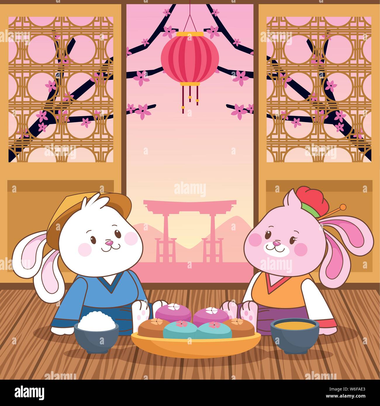 mid autumn chinese festival cartoon Stock Vector Image & Art - Alamy