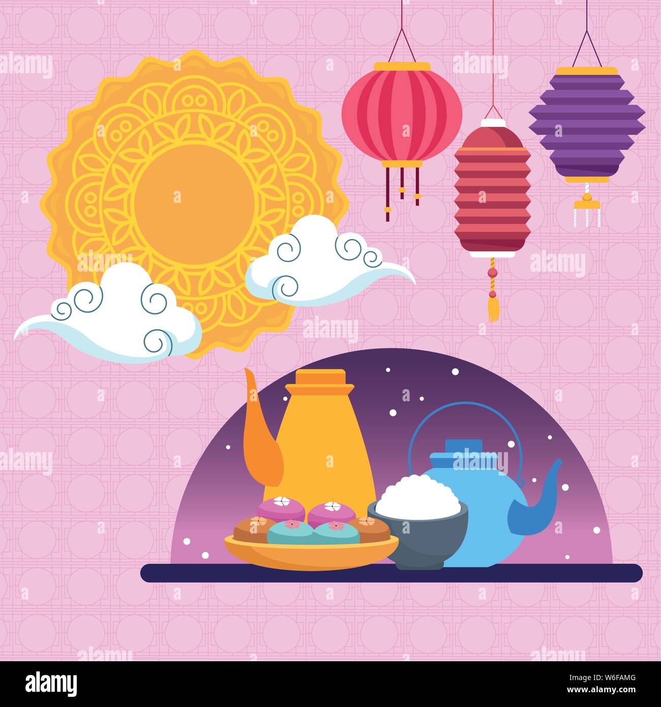 mid autumn chinese festival cartoon Stock Vector Image & Art - Alamy