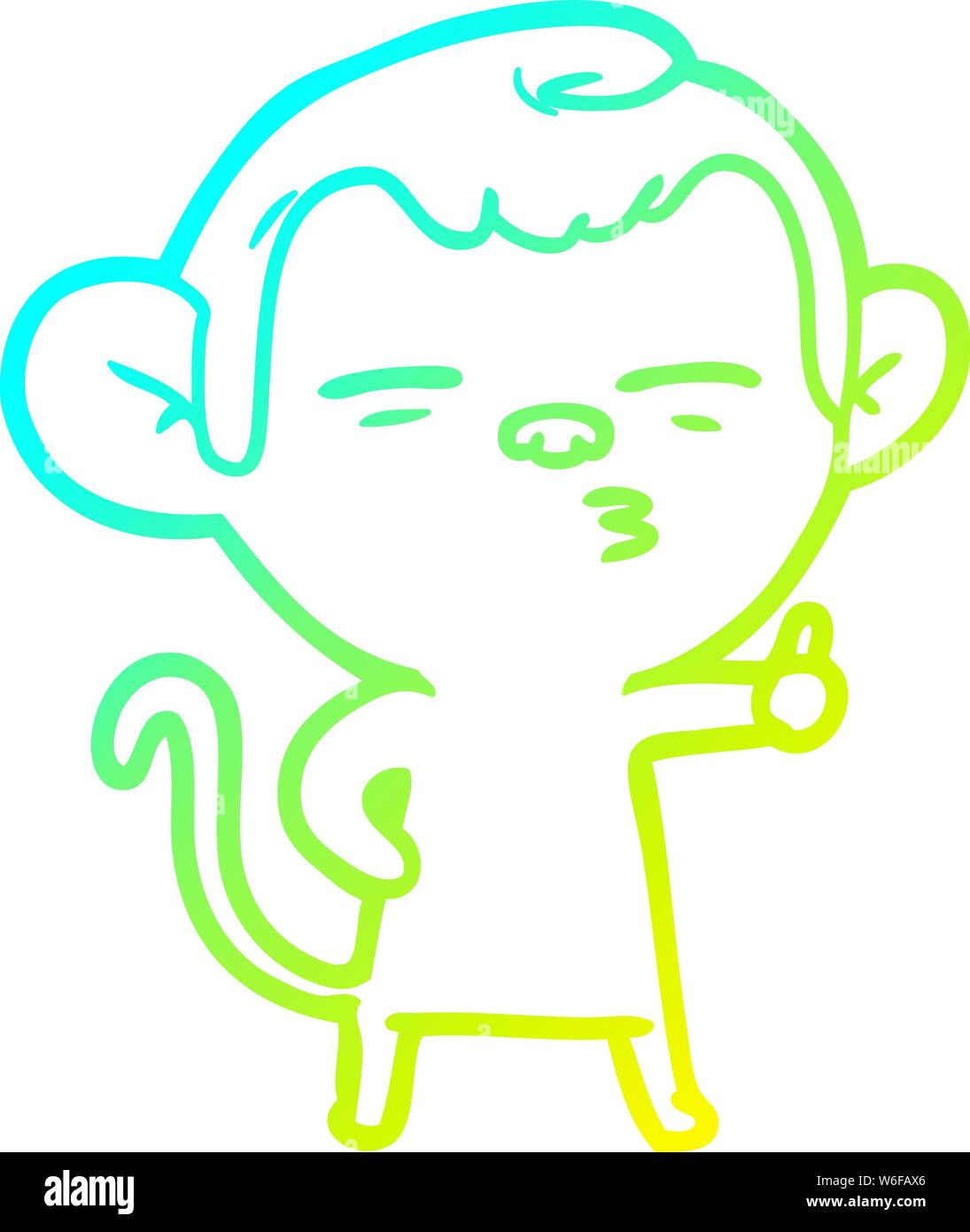 cold gradient line drawing of a cartoon suspicious monkey Stock Vector ...