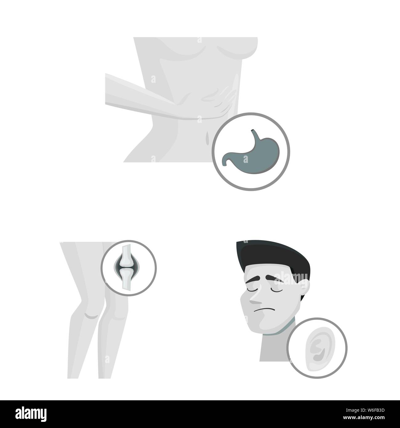 Vector illustration of suffering and injury icon. Collection of ...