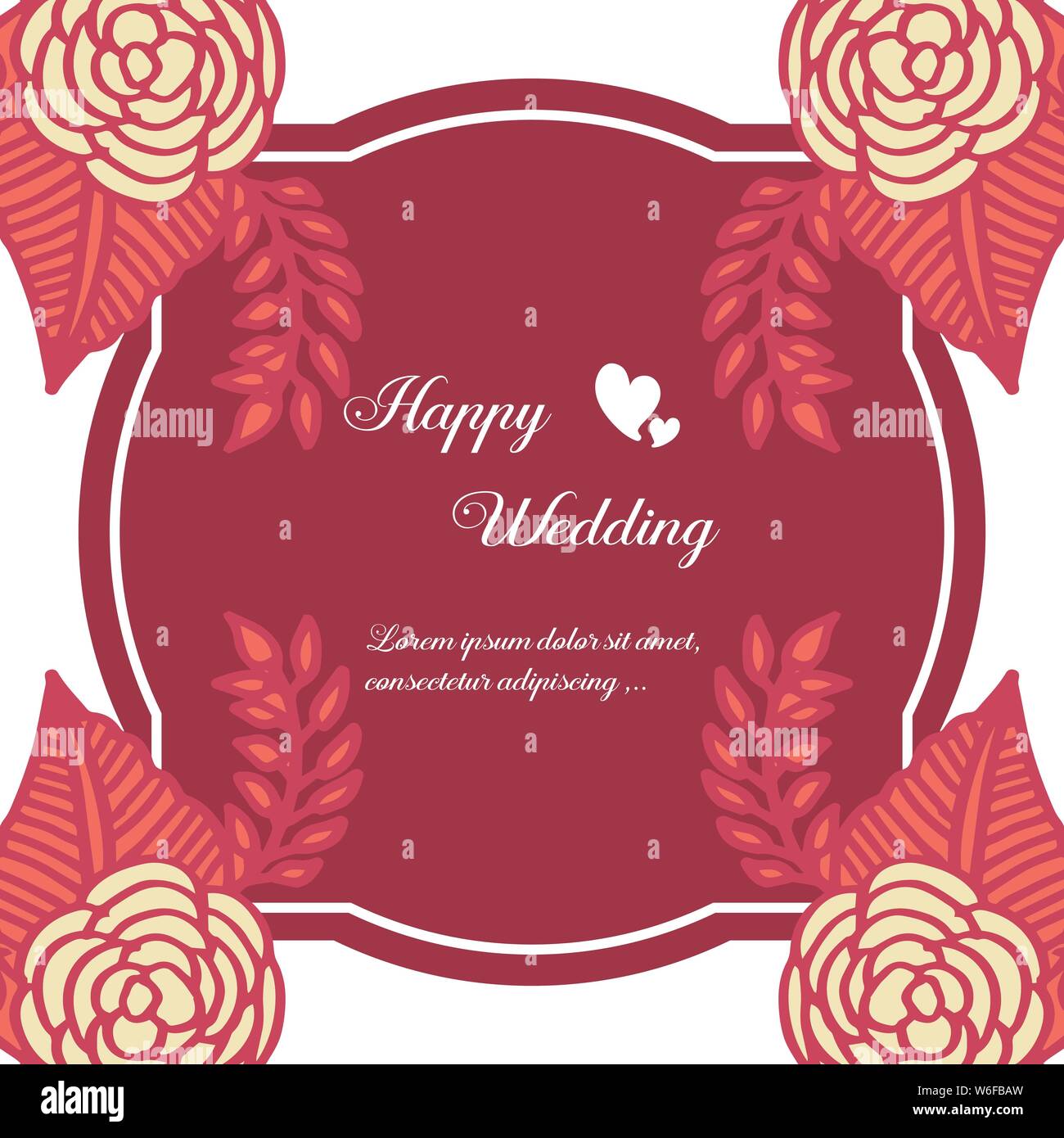 Wallpaper of card happy wedding, element design red flower frame ...