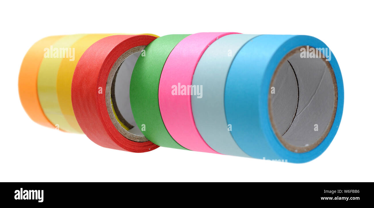 colorful tape roll isolated on white background Stock Photo - Alamy