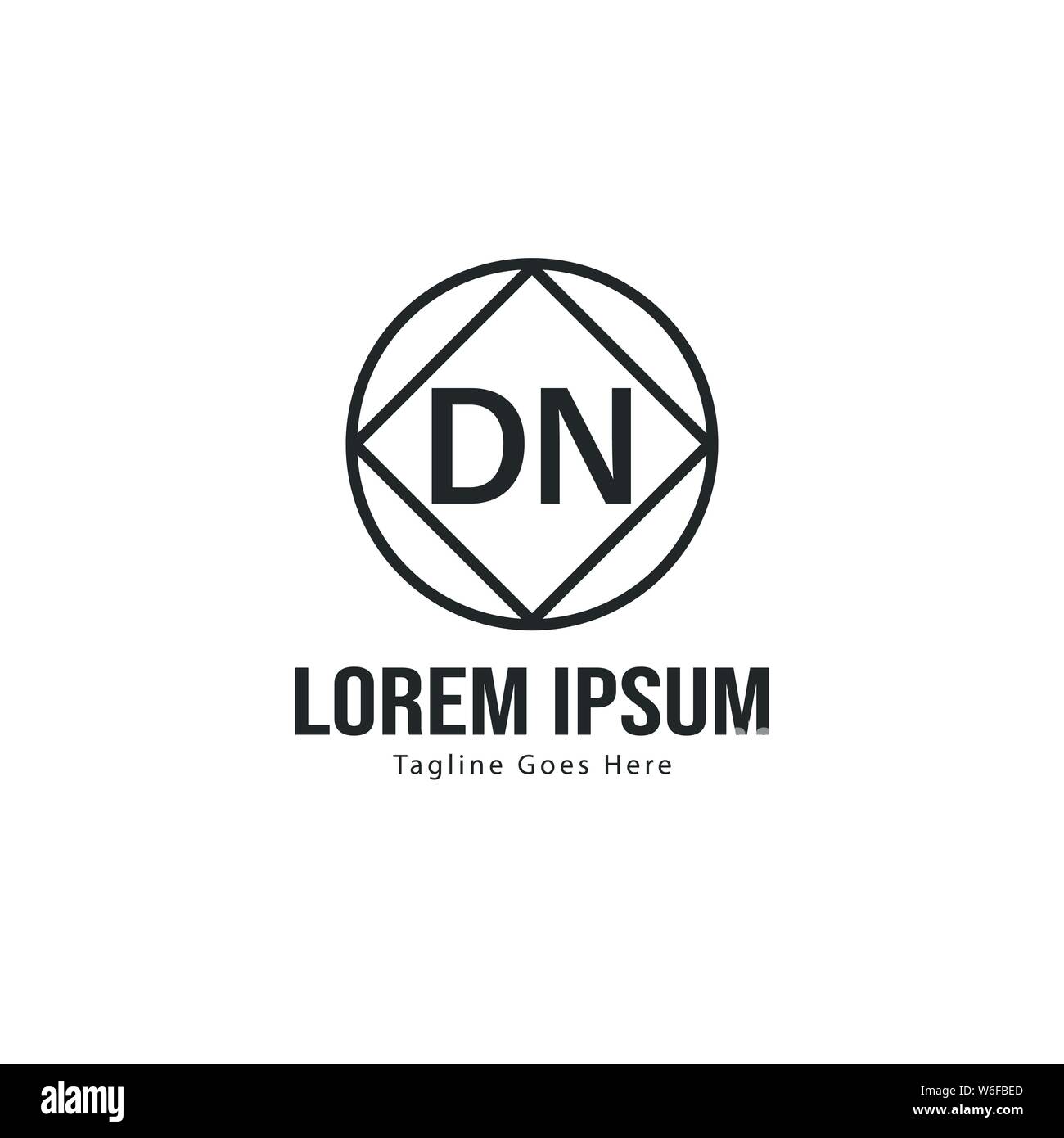 Initial DN logo template with modern frame. Minimalist DN letter logo ...