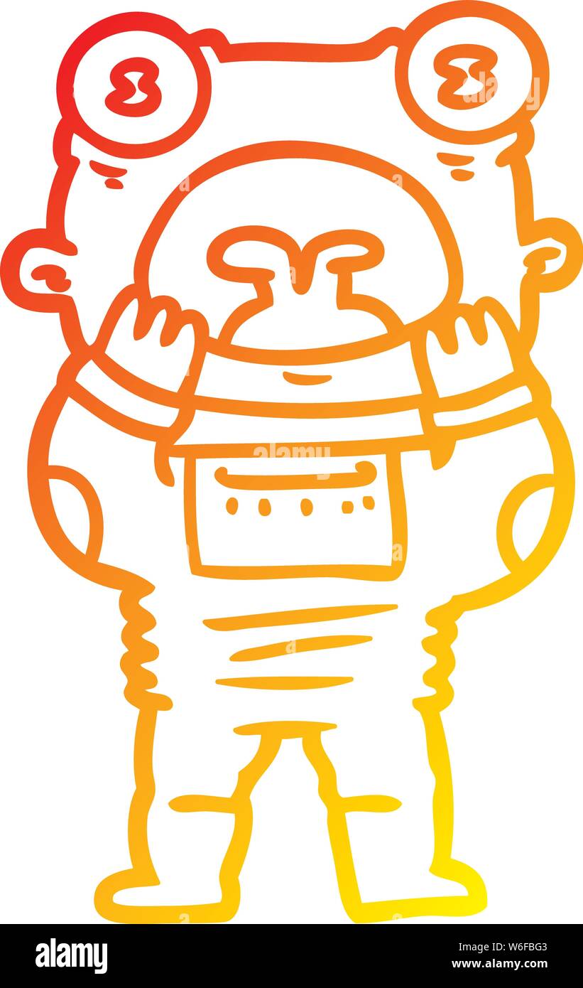 warm gradient line drawing of a cartoon alien gasping in surprise Stock ...