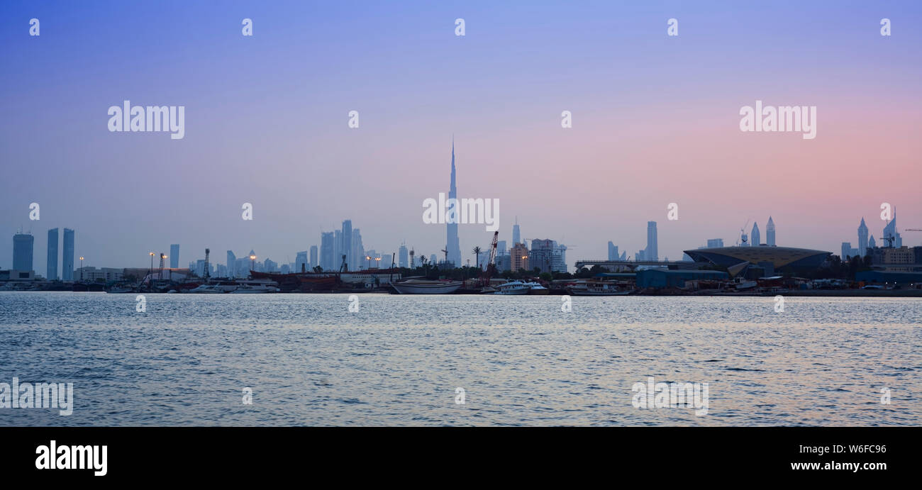 sunset in Dubai city view, United Arab Emirates Stock Photo - Alamy