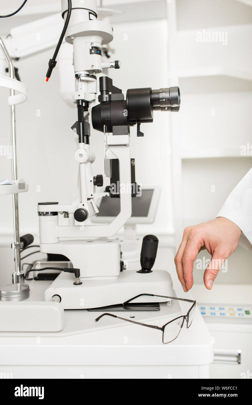 Ophthalmology, eye check and correction vision Stock Photo - Alamy