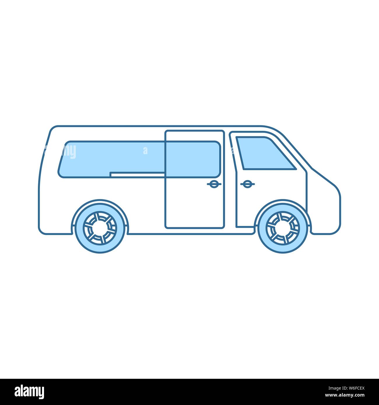 Commercial Van Icon. Thin Line With Blue Fill Design. Vector ...