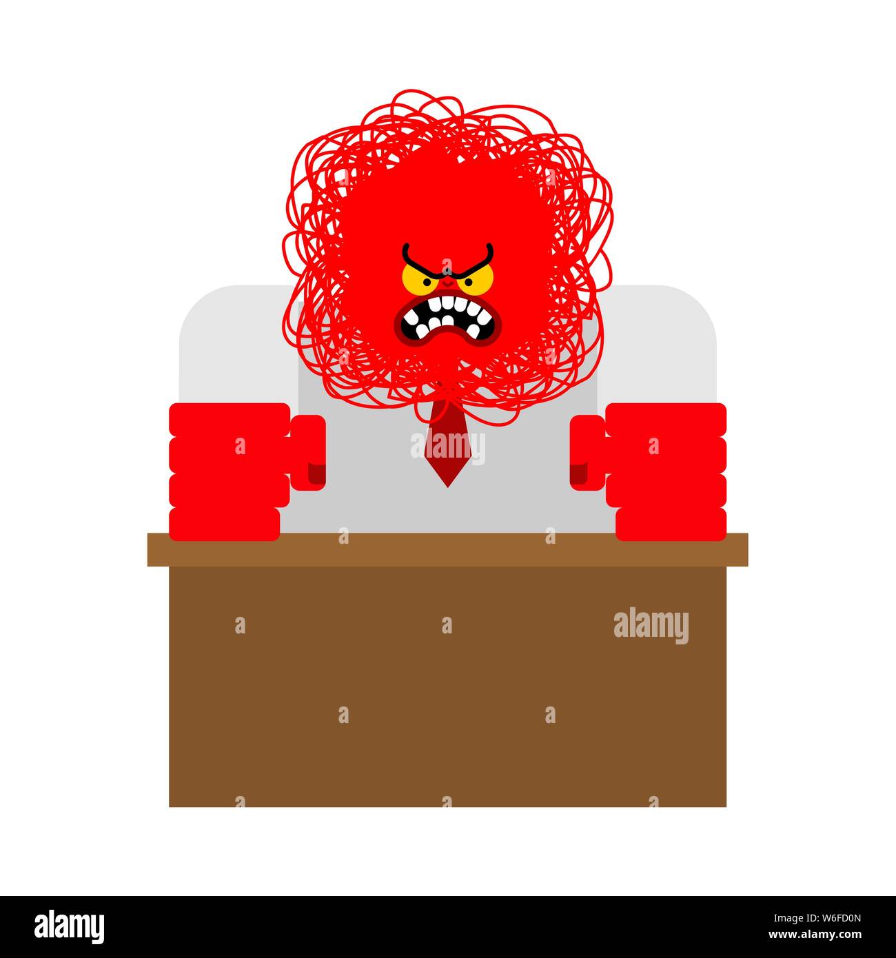 Red angry boss punches table. Office life vector illustration Stock ...