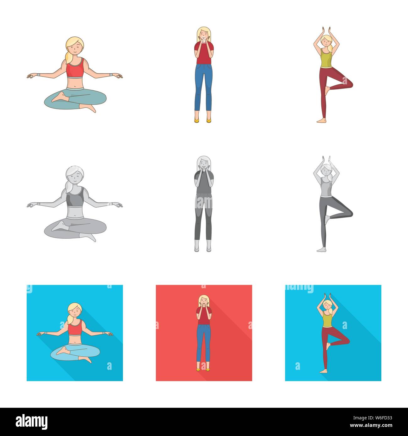 Vector design of posture and mood symbol. Set of posture and female ...