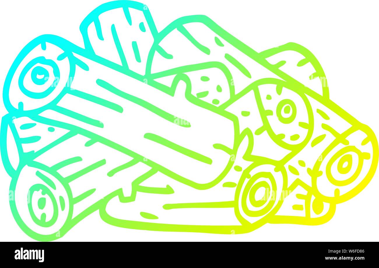 cold gradient line drawing of a cartoon pile of logs Stock Vector Image ...