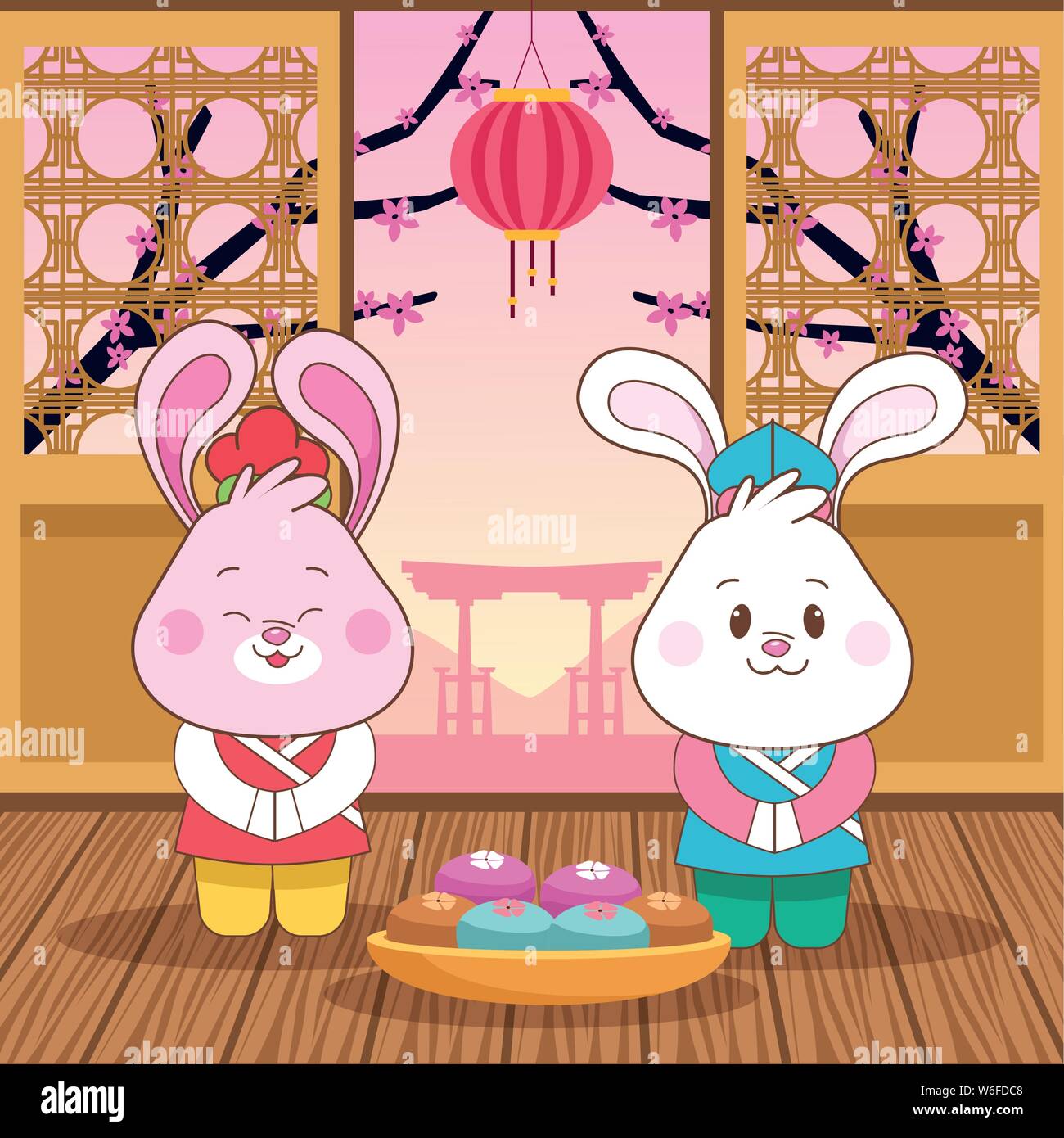 mid autumn chinese festival cartoon Stock Vector Image & Art - Alamy
