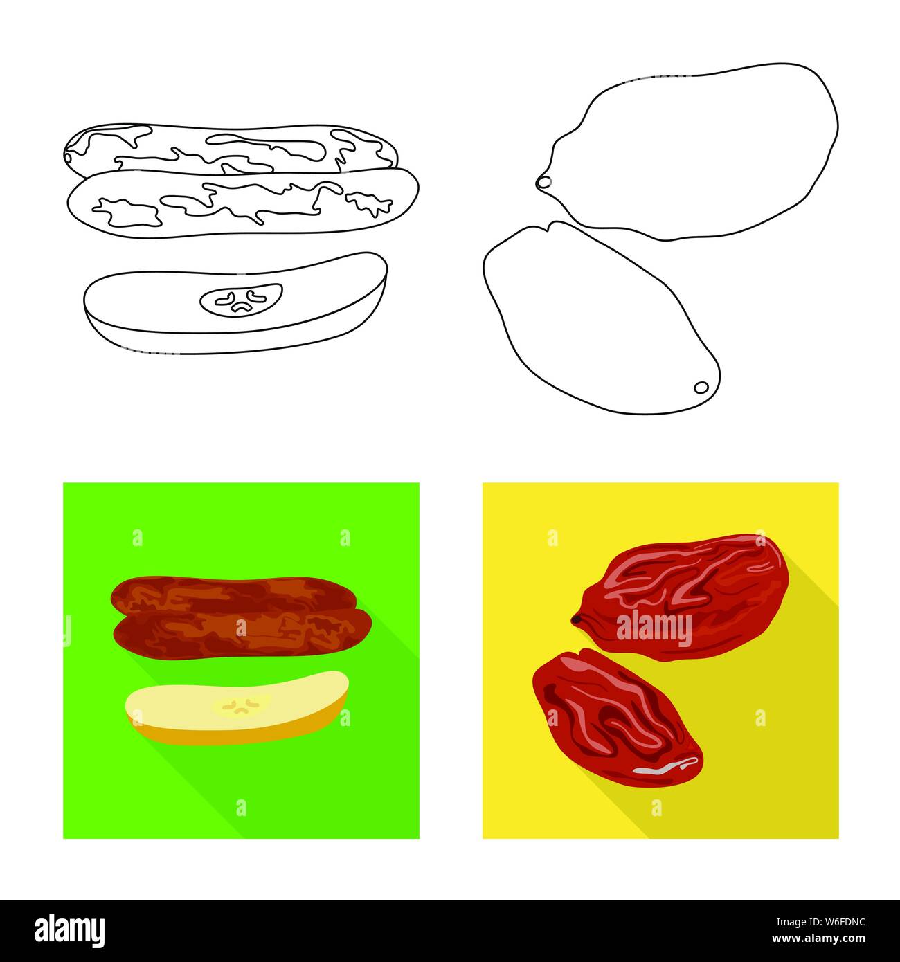 Vector illustration of food and raw logo. Collection of food and nature ...