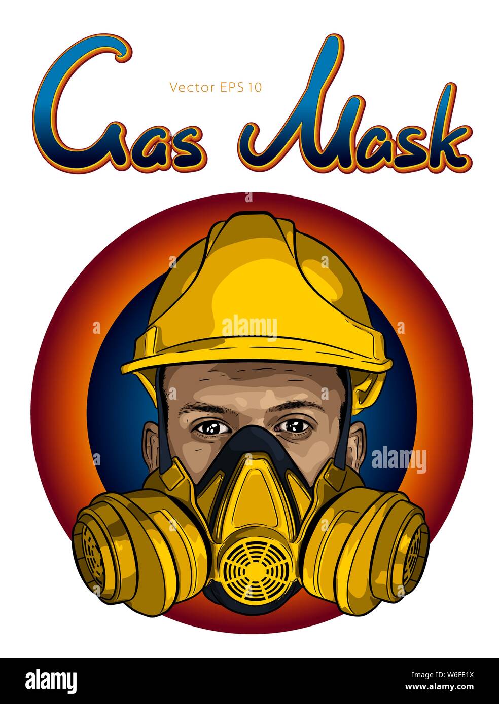 Human face with gas mask and hard hat vector sketch Stock Vector Image ...