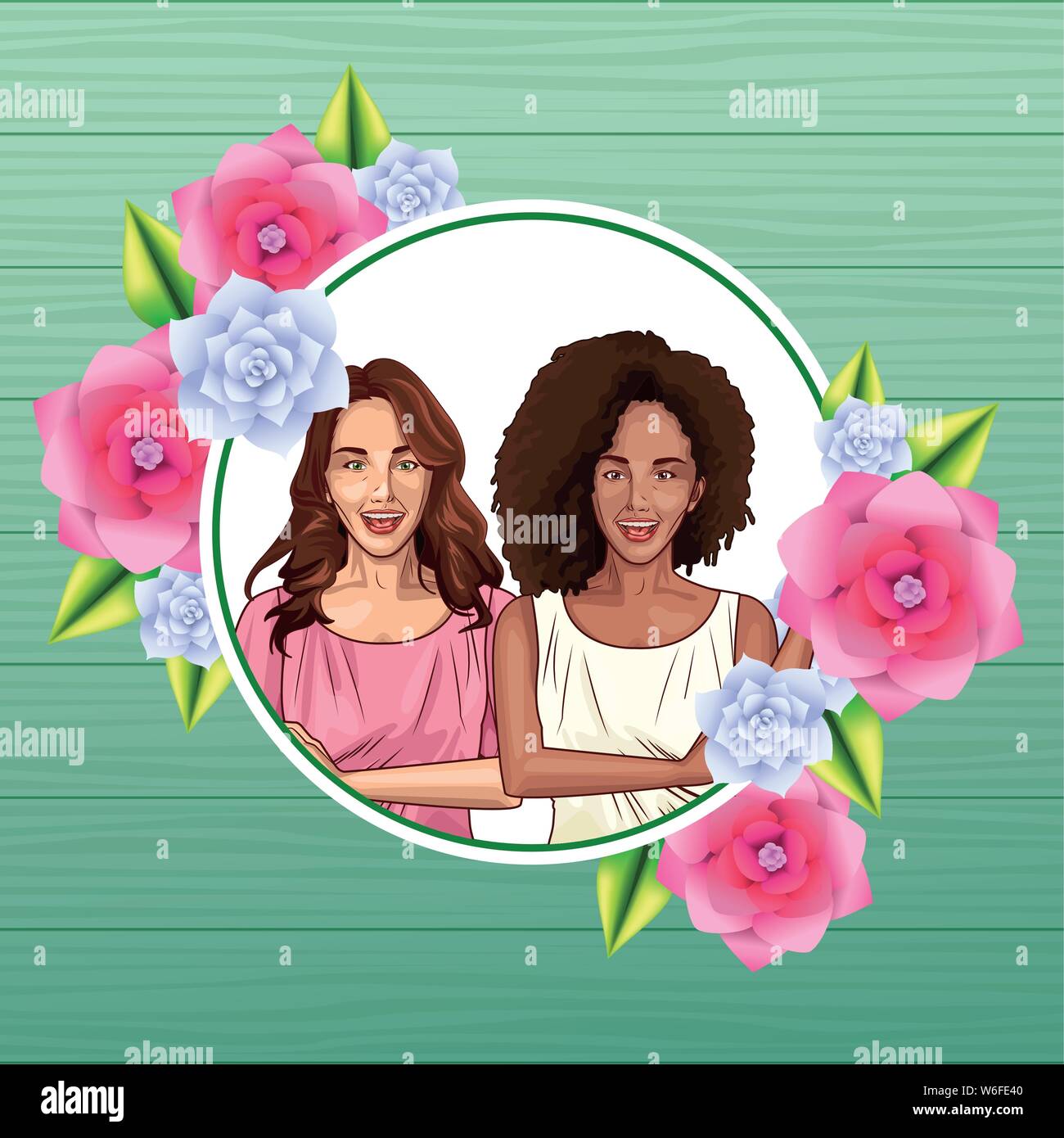 Pop art beautiful women smiling cartoon Stock Vector Image & Art - Alamy