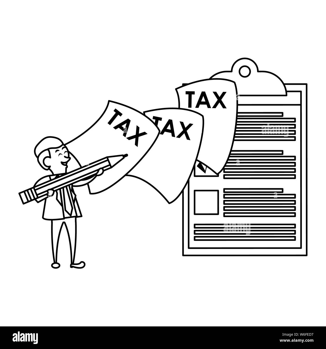state government taxes business cartoon in black and white Stock Vector ...