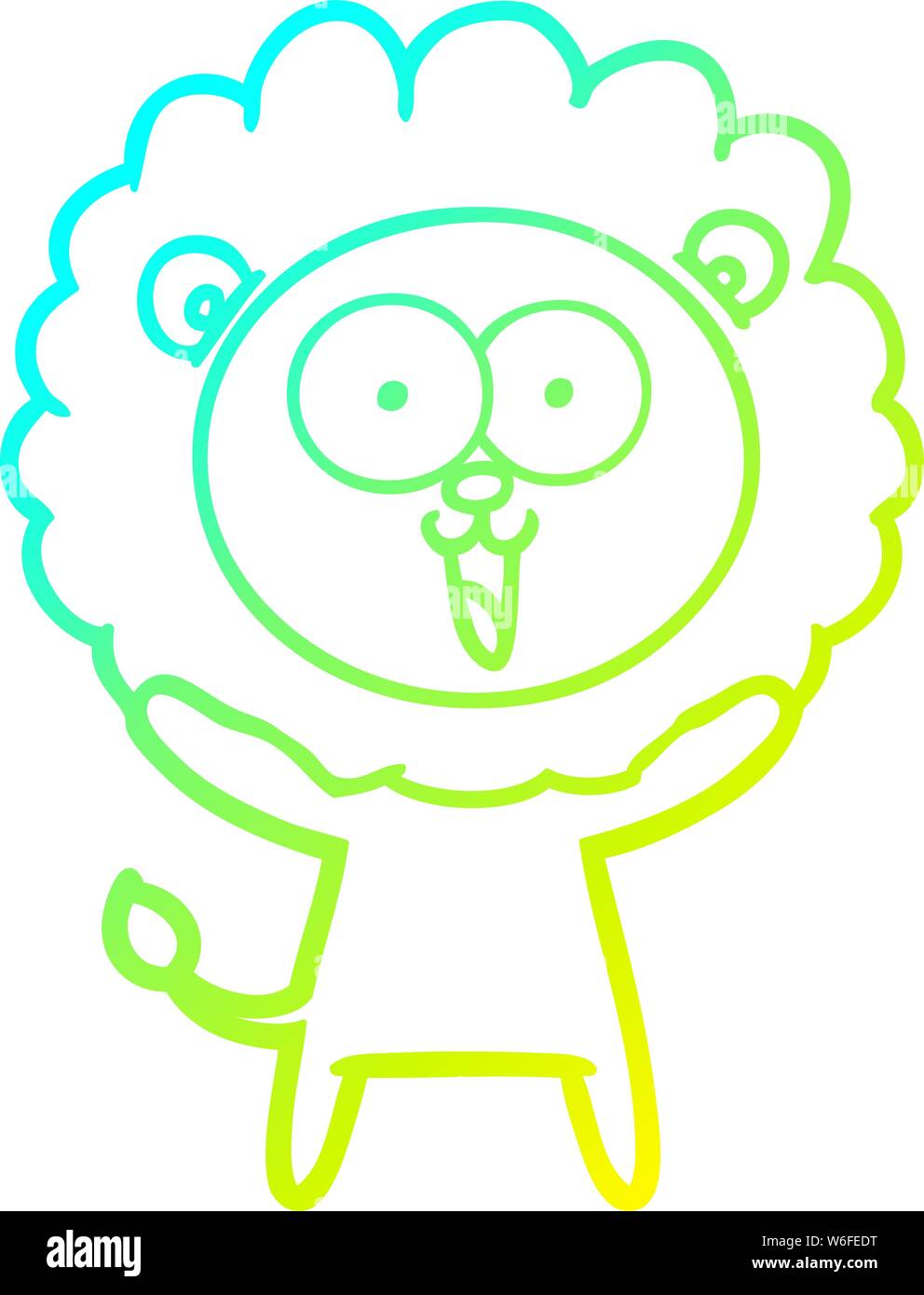 cold gradient line drawing of a happy cartoon lion Stock Vector Image ...