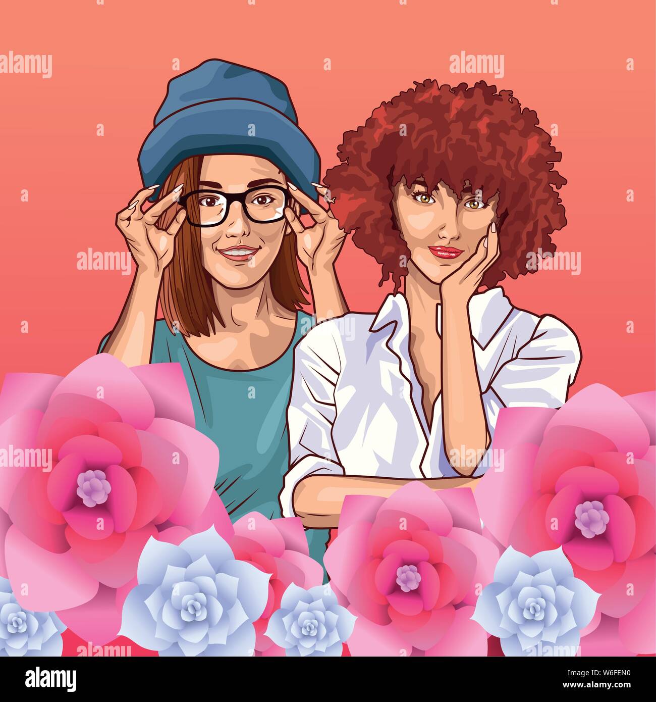 Pop art fashion and beautiful women cartoon Stock Vector Image & Art ...