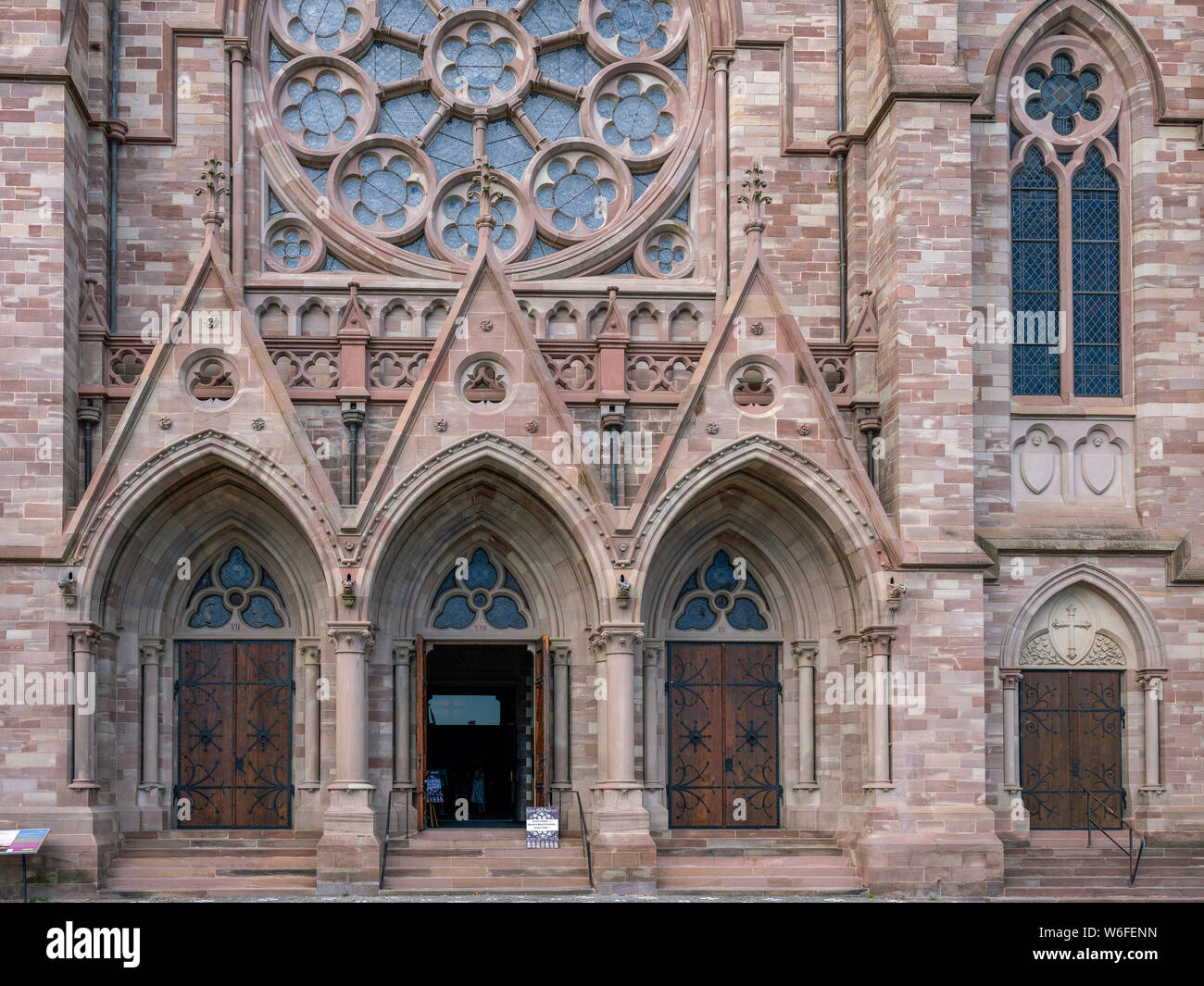 Portals of St Paul Lutheran temple, protestant church, 19th century ...